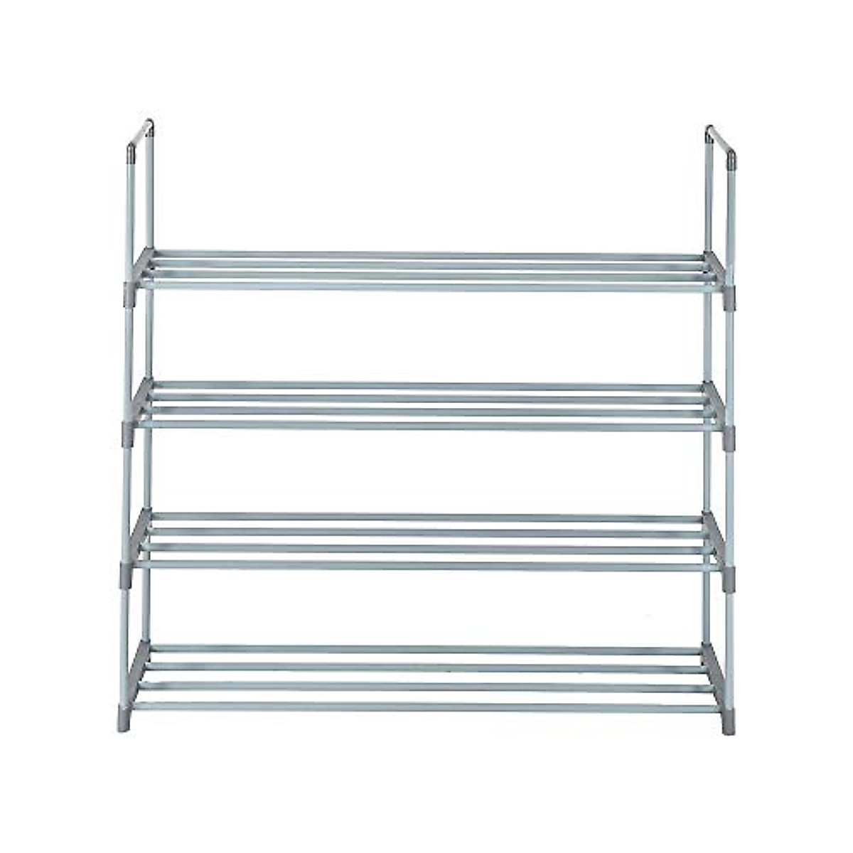 SoSo-BanTian1989 Grey Metal Tube Frame 4-Tier Shoe Rack, 20 Pairs Shoes Organizer Storage Tower Shelves