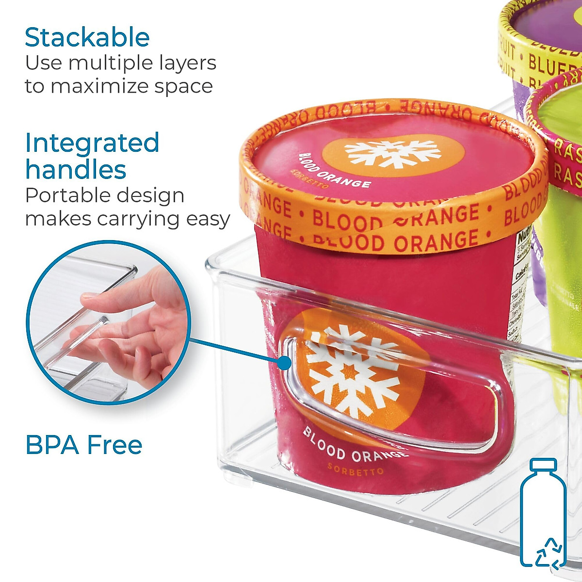 iDesign 4-Piece Plastic Bin Set for Pantry and Cabinet Organization– Various Sizes, Clear Recycled Plastic