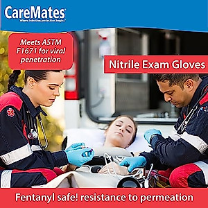 CareMates Nitrile Medical Exam Gloves, Latex Free Rubber, Powder Free, Extra Strong, 4 Mil Thick, Certified for Home Infusion, First Aid, Food Safe, Cleaning Gloves, Large, 100-count