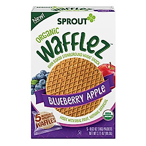 Sprout Organic Baby Food, Stage 4 Toddler Snacks, Blueberry Apple Wafflez, Single Serve Waffles (5 Count)