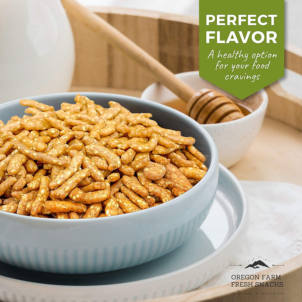 Oregon Farm Fresh Snacks Honey Roasted Sesame Sticks - Local Honey Roasted Sesame Sticks - Delicious & Fresh Snacks - Enjoy The Perfect Mix of Sweet & Salty (26 oz)