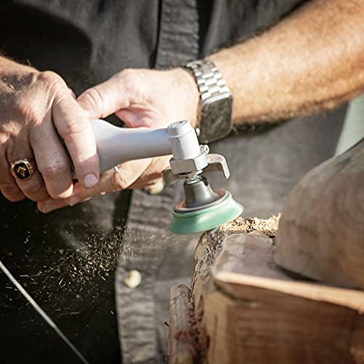 King Arthur's Tools Universal Carving Set, MERLIN2 Handheld Variable Speed Mini Angle Grinder Power Tool with 6 Accessories – For Woodworking, Cutting, Sanding, Grinding, Carving, Engraving # 10005