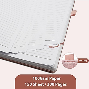 GuanQiao Spiral Notebook,8.5 x 11 College Ruled Notebooks for Work/Note Taking, Leather Hardcover Writing Journal for Women/Men,300 Pages A4 Lined Meeting Notebook for School Office,Rose gold