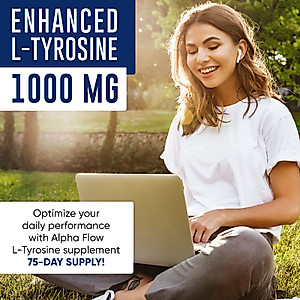 L Tyrosine 1000MG Capsules - All-Natural L- Tyrosine Supplement for Focus & Energy Boost - Non-GMO & Gluten-Free - Vegan 150 Caps -500mg x 2 per Serving
