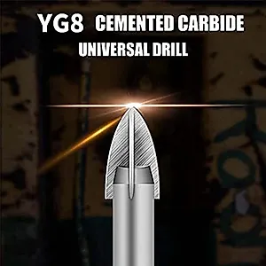 QRTU 5 Pcs Efficient Universal Drilling Tool,Drill Bit Set Thickened High Hardness Accessory Tool,YG6X Alloy Drill Bit Set Drill to the Bottom,Hard Alloy Drill Bits Set for Glass,Plastic,Tile