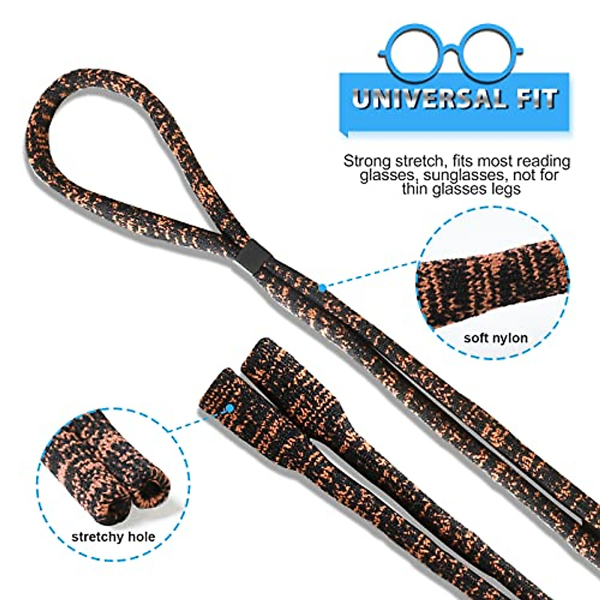 YGDZ Glasses Strap, 8pcs Sunglass Strap Eye Glasses String Strap Adjustable Sports Eyeglasses Lanyard Neck Holders Eyewear Retainer for Men Women