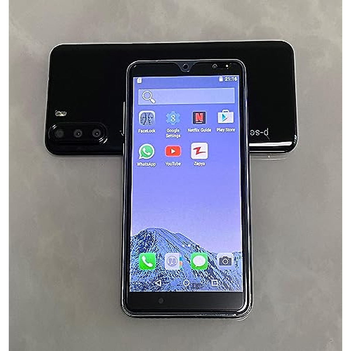 aderroo Unlocked Cell Phone，Y77 Android Smartphone, 5.72-inch IPS Full-Screen，Front and Rear Cameras，1GB RAM 8GB ROM，Only Supports Dual SIM Card Frequency Band of 3GWCDMA ：850/2100MHZ（Black）