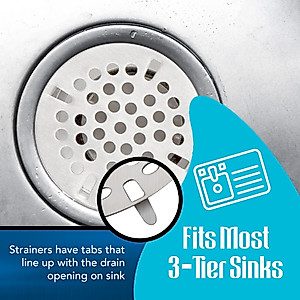STEADYKLEEN - 3.5-inch Commercial Sink Strainer on 3 Tier Sink Twist Waste Drain, Durable Flat Kitchen Strainer with Tabs, (not Meant for Residential use)
