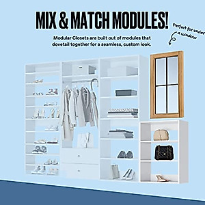 Closet Shelves - Modular Closet System with Shelving - Corner Closet System - Closet Organizers and Storage Shelves (White, 19.5 inches Wide) Closet Shelving