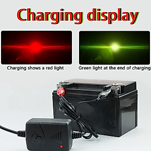 12V Sealed Lead Acid Battery Charger, 1300mA SLA Charger Adapter, Short Circuit Protection and LED Indicator Light, Automotive Accessories for Car, SUV, Tractor, Motorcycle