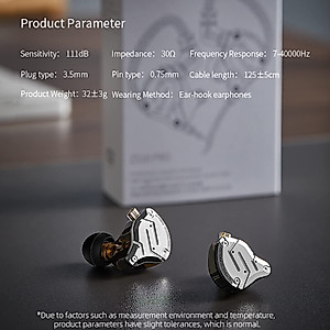 KZ ZS10 Pro in Ear Monitor Earphone, 4BA 1DD Metal Earbuds, HiFi Bass Headphones IEM with Detachable 2 Pin C-Cable(Black,No Mic)