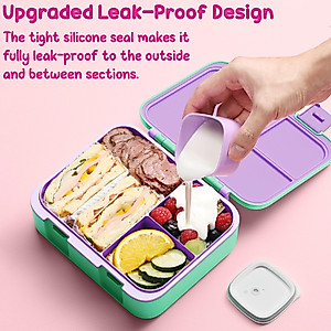 Fimibuke Kids Bento Box with Insulated Thermos Food Jar, Lunch Bag & Ice Pack Set, 3-Compartments Toddler Lunch Box, ONE-STOP Snack Lunch Container Solution for Ages 3-12 School Girls Boys - Trucks