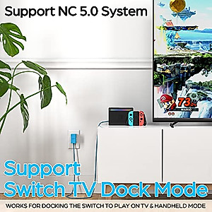 Neptune Premium Gaming Charger - Compatible with Nintendo Switch/Switch Lite/Switch OLED, Android, Supports Nintendo Switch Dock 15V2.6A Fast Charger 5FT Type C AC Adapter Cable for Switch… (Blue)