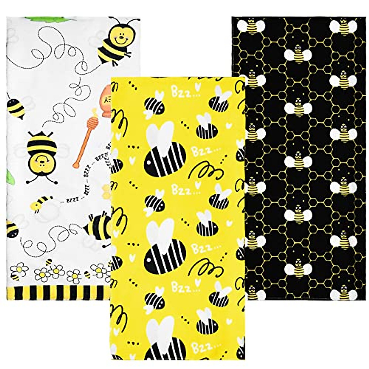 3 Pcs Lemon Bee Kitchen Towels Honey Bee Lemon Dish Towels Bee Lemon Bathroom Hand Towels Farmhouse Spring Gnome Honeycomb Lemon Bee Kitchen Decor Rustic Dish Tea Towels, 18 x 28 Inch (Elegant Style)