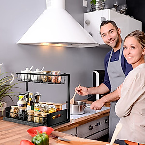 Under Sink Organizer, 2-Tier Pull Under The Sink Storage Organizer, Sliding Organizer Under Sink, For Under Sink Kitchen Organizers and Storage -black…