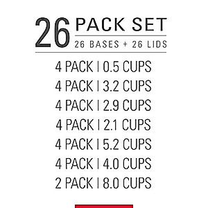 Rubbermaid TakeAlongs Food Storage Containers, 52 Pieces, Ruby Red