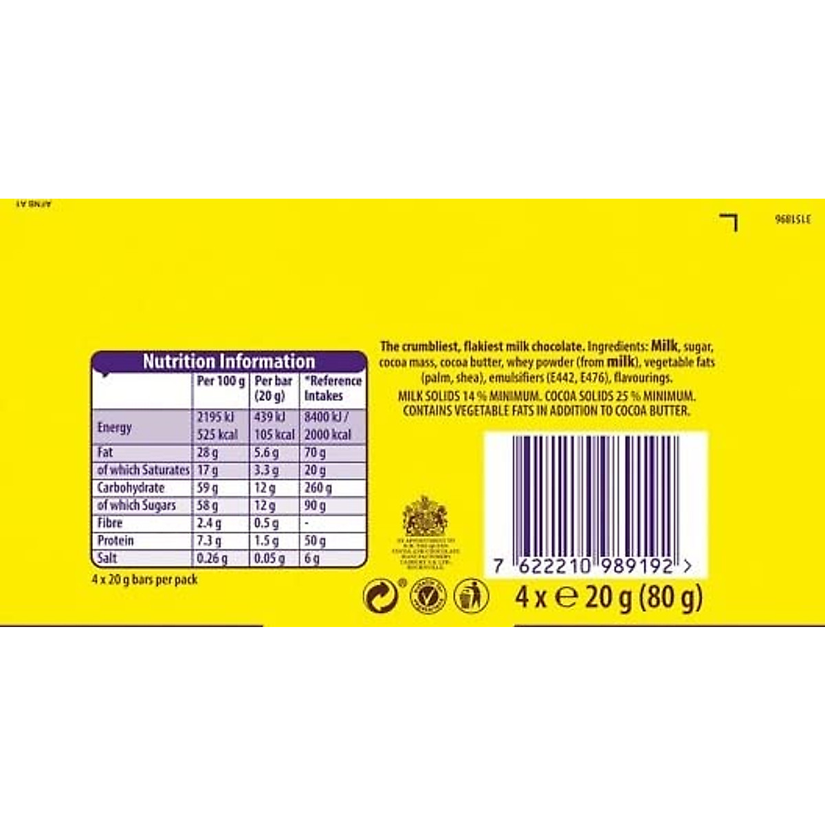 Original Cadbury Candy Bar Flake Chocolate Imported From The UK England, 0.08 kilograms