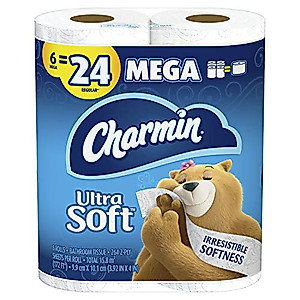 Charmin Ultra Soft Toilet Paper, 6 Mega Rolls = 24 Regular Rolls