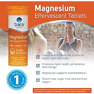 Trace Minerals Magnesium Effervescent - Bone & Circulatory Health Support Supplement - Magnesium Supplement to Aid Cardiovascular Health & Positive Outlook - Orange, 8 Containers (80 Servings)