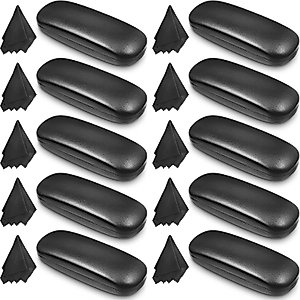 Flutesan 10 Pieces Hard Shell Eyeglass Case Eyeglass Pocket Sunglasses Case Eyeglass Case with Eyeglass Cloth for Men Women