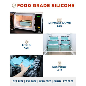 Lunememo 16 Pack Collapsible Silicone Food Storage Containers with Lids, Freezer & Dishwasher Safe, Foldable Lunch Box for Camper, Leftovers, Snacks, Meals, Blue