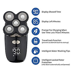 Tiklean Electric Razor for Men Head Shaver for Bald Men Grooming Kit Wet Dry Rotary Shavers Nose Hair Beard Trimmer Clippers Facial Cleansing Brush Cordless Waterproof USB Charging Rechargeable
