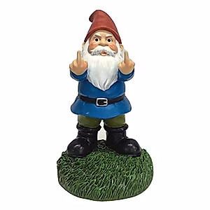 Gnometastic The Middle Finger Gnome, 8.45" Tall - Original Double Bird Garden Gnome Statue - Outdoor Funny Gnome Decoration and Lawn Ornament