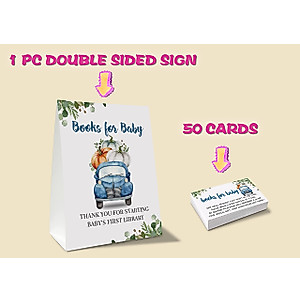 Yuansail Book Request For Baby Shower, books for baby cards, 1 Sign & 50 Cards Per Pack – (bb008-book)