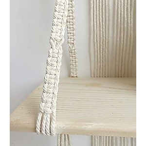 Geepro Boho Wall Decor Macrame Wall Hanging Shelf Indoor Window Plant Hanger for Wall Biege