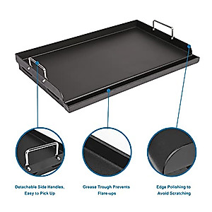 Utheer 25" x 16" Pre-Seasoned Nonstick Cast Iron Griddle for Gas & Charcoal Grills – Universal Flat Top with Grease Groove, Reinforced Ridges & High Sidewalls, Great for Parties, Camping & Tailgating