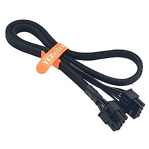 YEZriler (2-Pack) 8 Pin PCIe Cable for Corsair PSUs, ATX CPU 8 Pin Male to PCIe 8 Pin (6+2) Male Power Adapter Sleeved 25-inch (63cm)