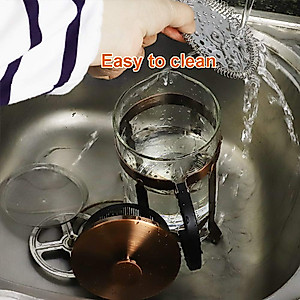 ADAMITA French Press Coffee Maker 8 cups 34 oz 304 Stainless Steel Coffee Press with 4 Filter Screens, Easy Clean Heat Resistant Borosilicate Glass - Free 100% BPA (A-Style-Copper-3A, 34 oz)