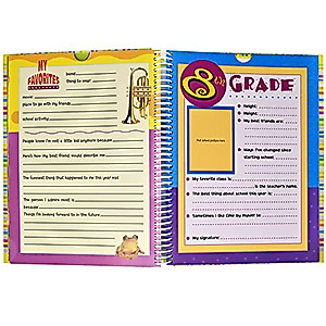 PI Kids School Memory Book Album Keepsake Scrapbook Photo Kids Memories from Preschool Through 12th Grade with Pockets for Storage Portfolio + Bonus 12 Slots to Paste Pictures - of School Pictures
