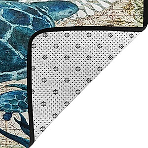 Soft Area Rug for Living Room,Nautical Blue Sea Turtles Beach Theme Ocean---1,Large Floor Carpets Doormat Non Slip Washable Indoor Area Rugs for Bedroom Kids Room 4 x 5.3Ft