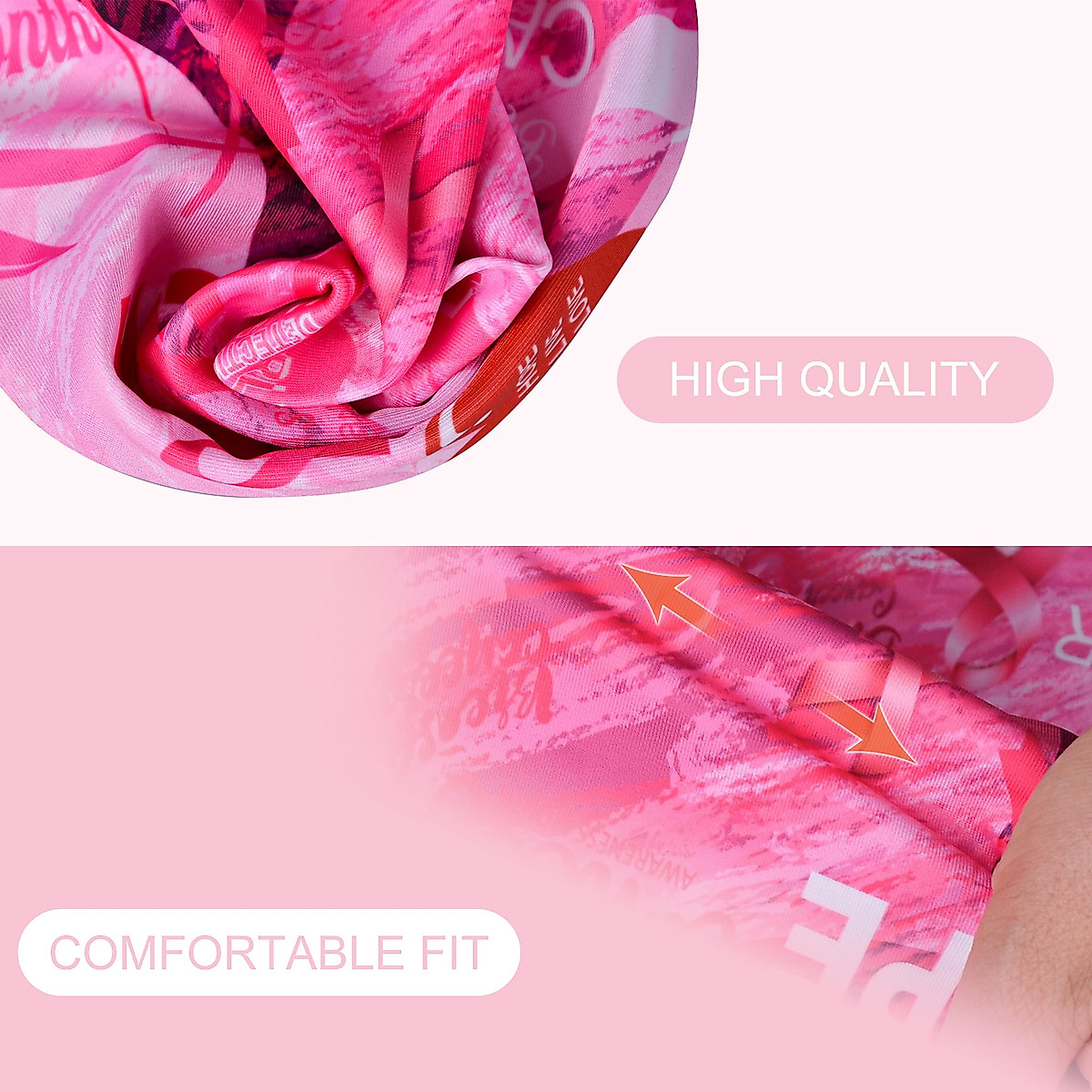 COOLOMG Pink Arm Sleeves Breast Cancer Awareness Compression Sleeves for Baseball Football Basketball M