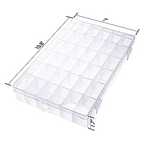 Gospire 36 Grids Clear Plastic Jewelry Box Organizer Storage Container with Removable Dividers (36 Grids - Clear)