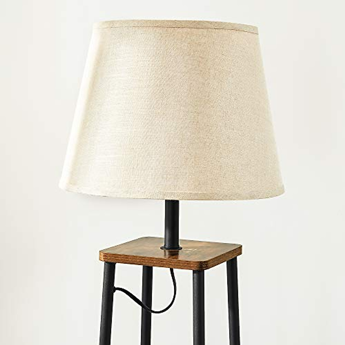 VASAGLE Floor Lamp with Shelves, Standing Reading Lamp with Lamp Shade, for Living Room, Bedroom, Bulb Not Included, Rustic Brown and Black ULFL012B01