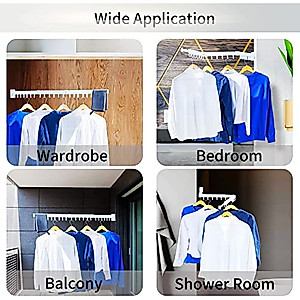 Wixann Clothes Drying Rack Wall Mount, Retractable Clothes Hanger with 18 Movable Hooks, Foldable Clothes Rack for Balcony, Laundry, Bathroom, Patio(White)