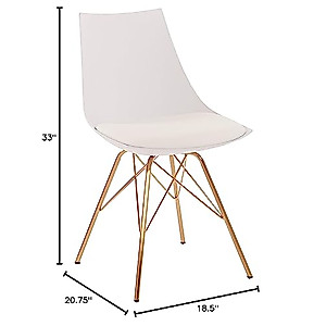 OSP Home Furnishings Oakley Mid-Century Modern Bucket Dining Chair with Faux Leather Padded Seat, White