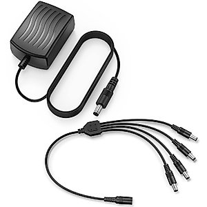 ANNKE Security Power Adapter Supply AC to DC 12V2A and 1-to-4 Splitter Power Cord for CCTV Surveillance Camera DVR System