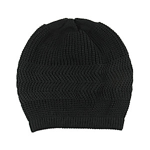 RW Knitted Slochy Cotton Classic Rasta Beanie (Black)