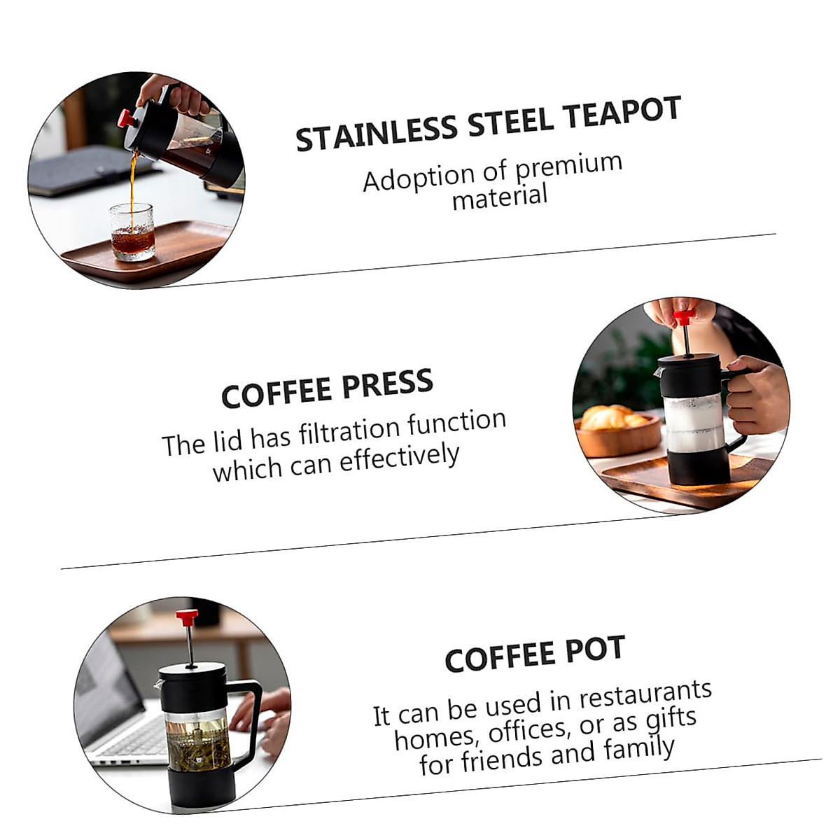 Mikinona Espresso Camping Tea Kettle Hand Drip Coffee Camping Coffee Maker Coffee Machines for Home French Coffee Press Concentrated Coffee Tea Maker 304 Stainless Steel