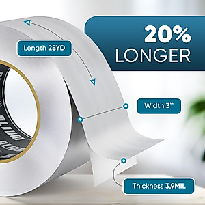 ALIUM 3 Inch (28YD) Aluminum Foil Duct Tape Heavy Duty, Very Sticky, Easy to Manipulate, 3.9 Mil Thick Silver Tape Weather Resistant for Indoor Outdoor Use, Heat Resistant HVAC Tape, Waterproof