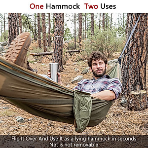 Sunyear Hammock Camping with Net/Netting, Portable Camping Hammock Double Tree Hammock Outdoor Indoor Backpacking Travel & Survival, 2 Tree Straps (16+1 Loops Each, 20Ft Total)