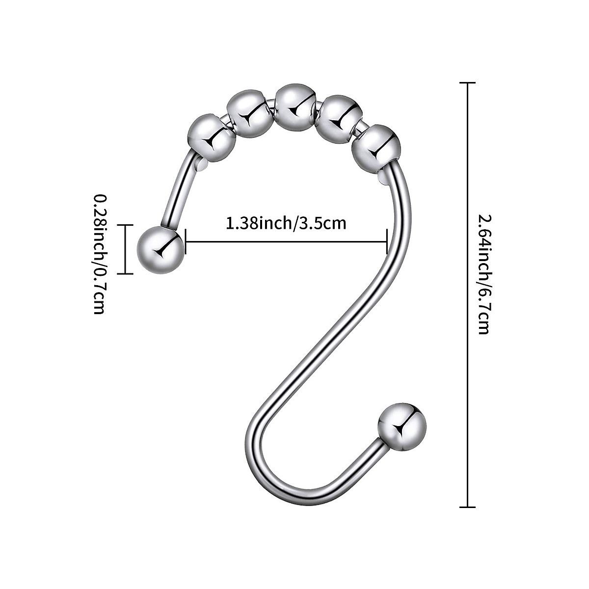 Hotop Stainless Steel Shower Curtain Hooks Rust Resistant Shower Curtain Hook Ring Bathroom S Shaped Hook Hanger for Kitchen Utensils, Shower Curtain, Clothes, Towels (12 Pieces)