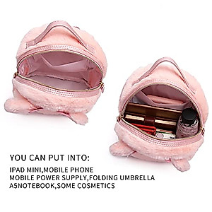 Cute Toddler Backpack for Gilrs, Kawaii School Plush Backpack, Lolita Anime Fluffy Fuzzy Bookbag Backpack for School Birthday Gift (Pink)