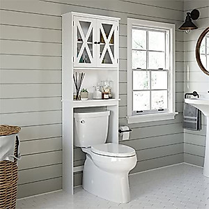 Sauder Cottage Road Over-Toilet Bathroom Etagere with Doors, White Finish