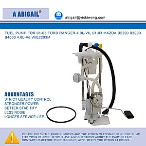 Fuel Pump E2293M Compatible with 2001 2002 2003 ford ranger 4.0L-V6, 2001 2002 2003 mazda B2300 B3000 B4000 4.0L-V6