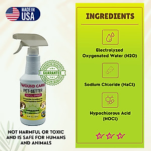 Pet-Setter Animal Wound and Skin Care Spray for all Pets Dog and Cat Cleanser Will Soothe Skin Irritations Treat Cuts Provide Itch Relief Eliminate Pet Odor Even Bad Breath Made in USA 16 Oz