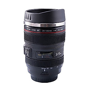 FUNLAVIE Camera Lens Mug Travel Coffee Mug Novelty Birthday Gifts for Women Men